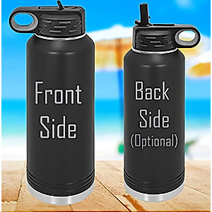 Polar Camel Personalized Water Bottles 40oz with Flip-Top Lid and Straw,Vacuum Insulated Flask, Stainless Steel Sports Double Wall Thermos, Your Logo Name Text Engraved in USA (Black, 40 oz.)