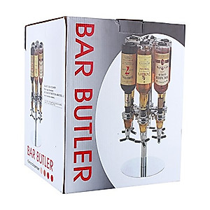 Liquor Dispenser, Home Bar butler 6 Bottle Rotated Mounted Liquor Holder Professional Alcohol Dispenser Station Portable Beverage Wine Racks Cocktail Dispenser Wine Holder Bar Party Drinking