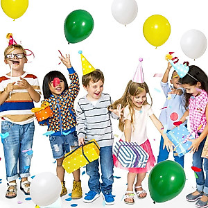 Dark Green White Silver Yellow Balloon Garland Arch Kit - 122PCS Yellow Green and White Balloons Green Balloon Arch for Soccer Golf Birthday Tractor Baby Shower Anniversary Party Decorations