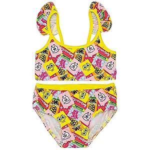 SpongeBob SquarePants Bikini Girls Kids Yellow 2 Piece Swimsuit 6-8 Years