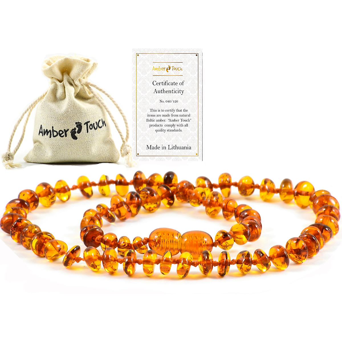 Baltic Amber Necklace and Amber Bracelet - Natural Amber from Baltic Region (13in. and 5.5in.) (Brown)