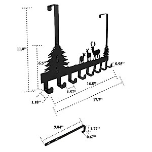 BeiLeiNiceHK Coat Hooks Wall Mounted Metal Towel Hook Rack Animal Deer Hanger for Bathrooms Door Decorative Hook Key Hooks Organizer for Coat, Hat, Clothes, Keys,Pet Leash,Umbrella, 8-Hooks, Black