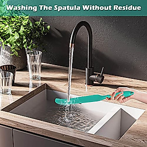 Silicone Blender Spatula for Vitamix - Blade Scraper Easy to Reach Under Blender Blades and Edges, Silicone Rubber Grip with Hanging Holes Reusable (Cyan)