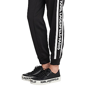 Karl Lagerfeld Paris womens Block Letter Logo Jogger Tracksuit, Black/White, Medium US