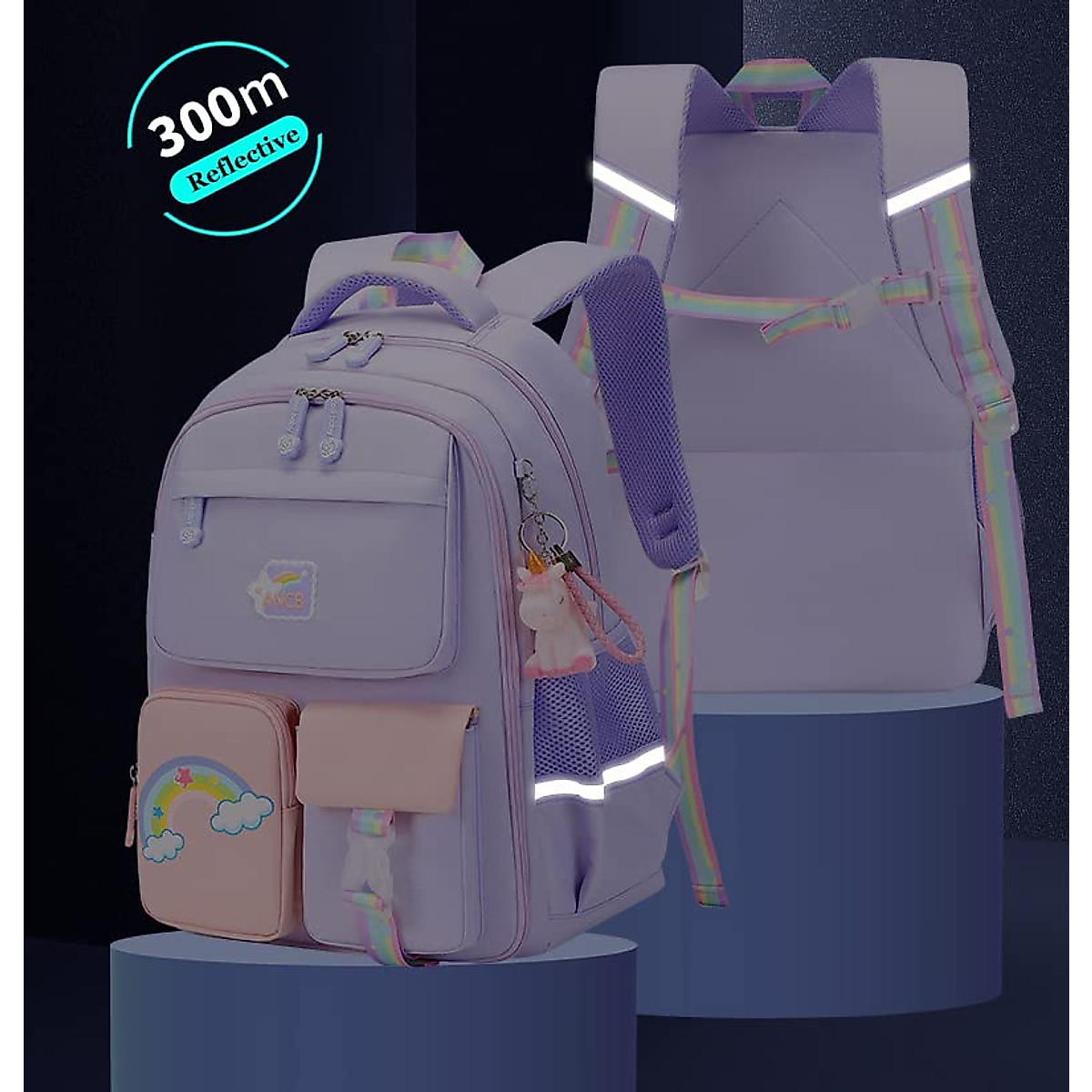Travel Laptop Backpack Unicorn Waterproof Backpack School Laptop Bag Blue Medium