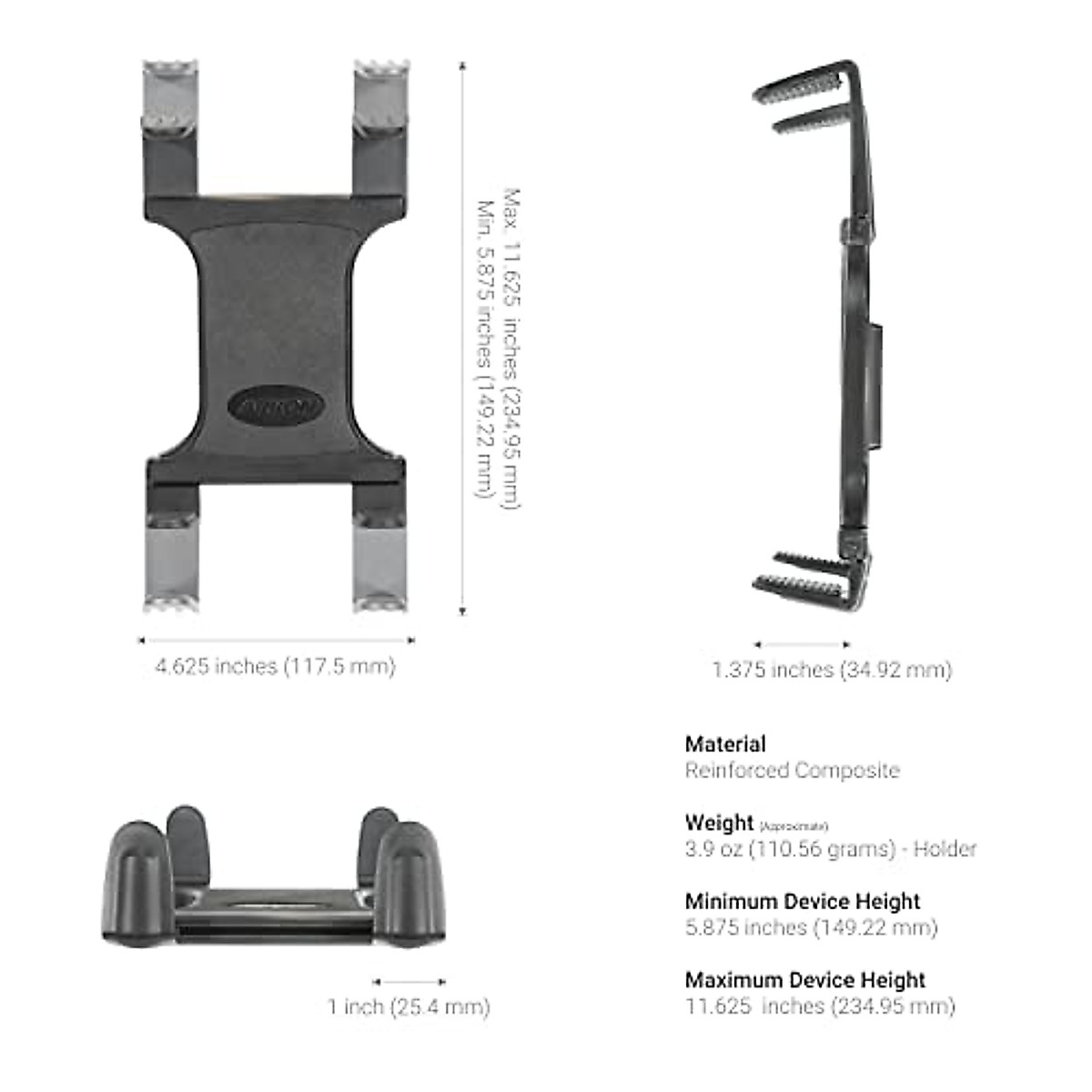 ARKON Mounts Handlebar & Boat Helm Mount Slim-Grip Tablet Mount | Tablet Mount for Boat and Handlebars | Tough Design | Tablet Holder Fits iPad, Samsung, Google, Nokia, and More | TAB127