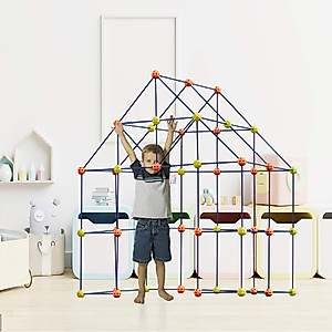 ERONE Fort Building Kit for Kids,158pcs Forts Construction Builder Gift Toys for Boys and Girls Fort Building Set Play Tent Rocket Castle Indoor Outdoor
