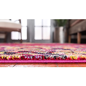 Unique Loom Medici Collection Vibrant Colors Abstract Botanical Red Round Rug (6' 0 x 6' 0)