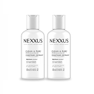 Nexxus Clean & Pure Conditioner, 2 Pack (6 fl Oz Total), 89 mL each, Protein Fusion with Elastin Protein and Matine Minerals, Revitalizing, Travel Size, Silicone-free, contains protein