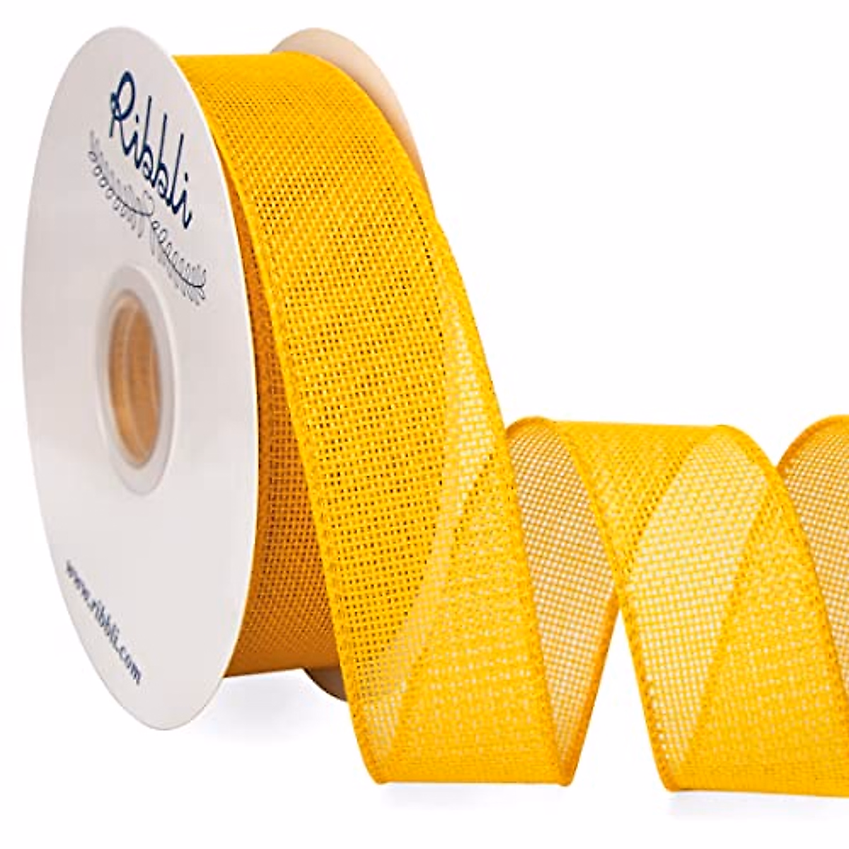 Ribbli Yellow Burlap Wired Ribbon, 1-1/2” Inch x Continuous 20 Yard, Yellow Wired Ribbon for Wreaths,Big Bows,Tree Decoration,Outdoor Decoration
