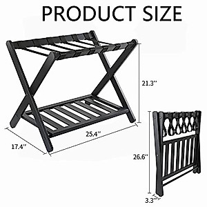 YLZENOBIA Luggage Rack, Folding Luggage Rack for Guest Room, Bedroom, Hotel, with Shoe Shelf…