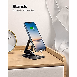 Nulaxy Dual Folding Cell Phone Stand, Fully Adjustable Foldable Desktop Phone Holder Cradle Dock Compatible with Phone 14 13 12 11 Pro Xs Xs Max Xr X 8, Nintendo Switch, Tablets (7-10"), All Phones