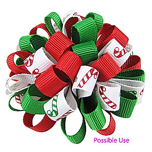 Holiday Christmas Grosgrain Ribbon Set for Gift Package Wrapping, Hair Bow Clip Accessory Making, Crafting, Decoration (60yd(12x5yd) 3/8" Grosgrain Ribbon-Xmas)