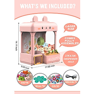 cxjoigxi Large Claw Machine for Kids Adults with Prizes, Adjustable Sound & Light, 2 Power Modes, Mini Candy Crane Vending Machines, Electronic Arcade Game Dispenser Toy for Girls Boys Gift - Bunny