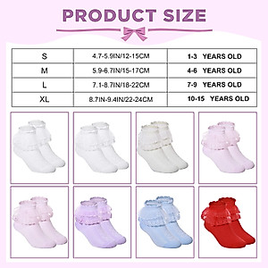 Haysandy 8 Pairs Toddler Girls Dress Socks Baby Ruffle Socks Cute Frilly Lace Socks Cotton Teen Girl Socks (Multicolor,Medium)