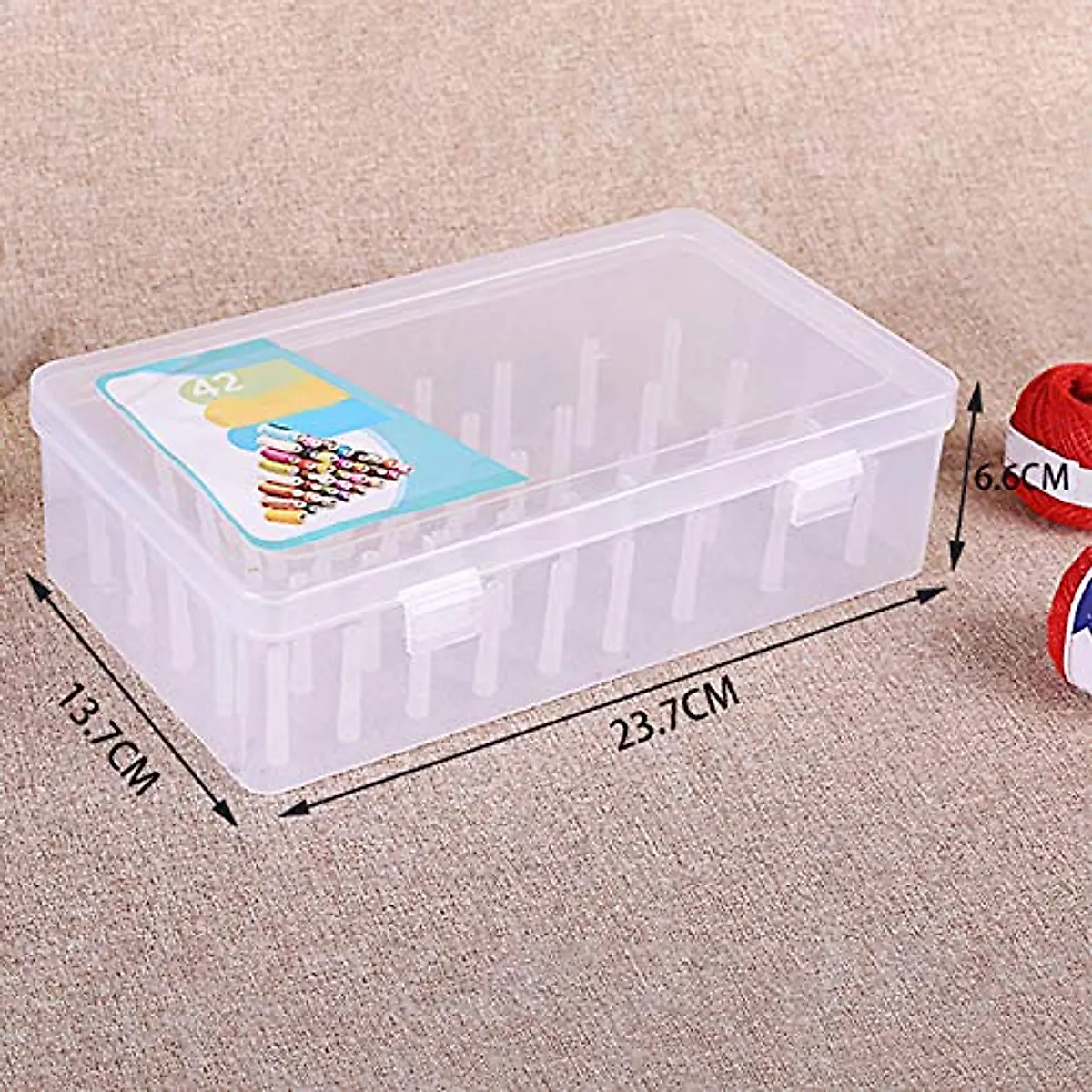 QiancArolBD Sewing Storage Box, Thread Storage, Large Thread Box, 42 Axis Sewing Threads Box Transparent Needle Wire Storage Organizer Containers Threads Case Transparent