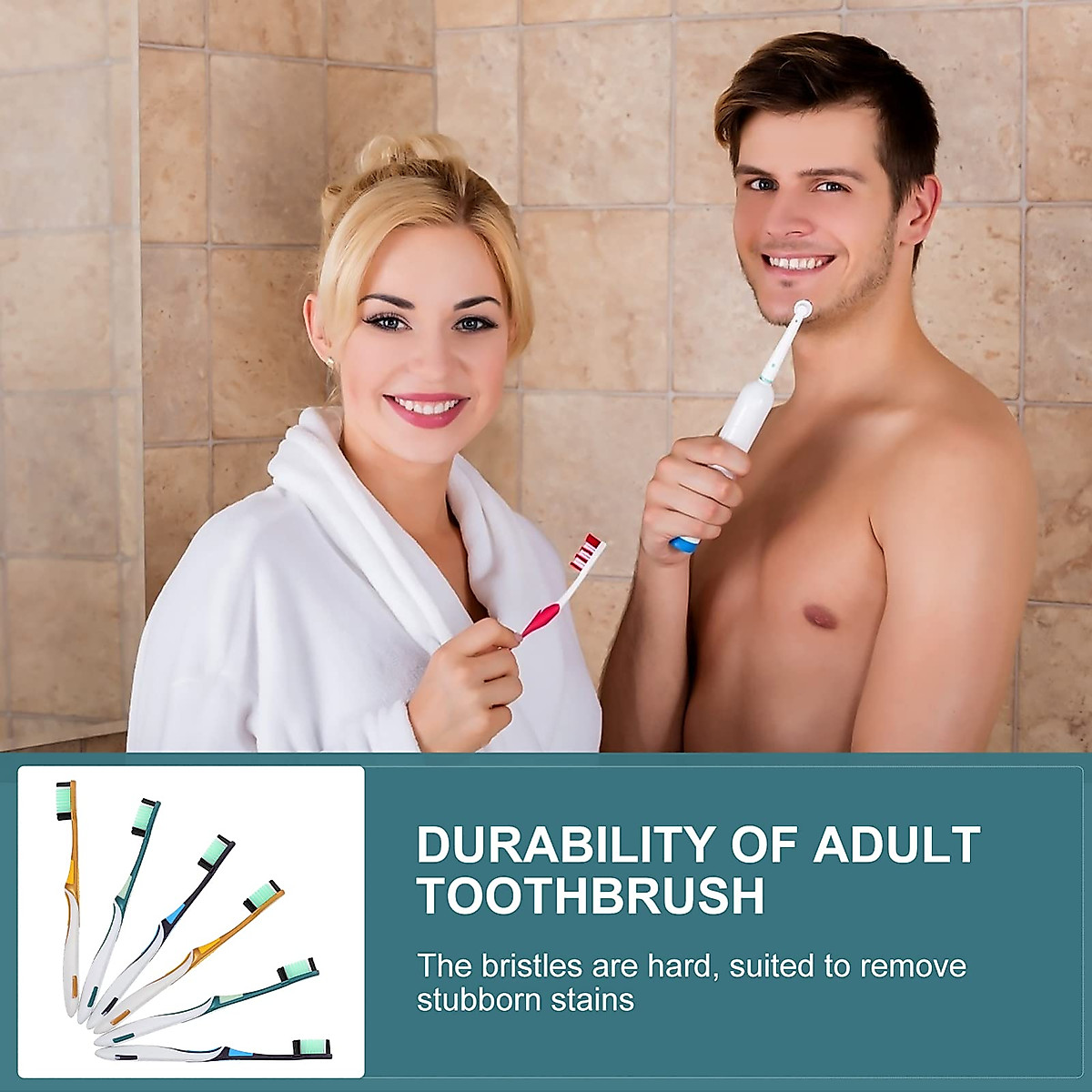 DOITOOL 6pcs Handheld Toothbrush Manual Toothbrush Tooth Cleaning Brush Ultra Hard Bristles Toothbrush for Whitening Teeth Adult Random Color