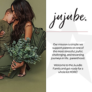 JuJuBe Diaper Bag, Travel Backpack with Portable Changing Pad, Stroller Hooks & Pockets for Baby Bottles, Diapers, Pacifier, Wipes, Snacks, & Daily Essentials, Mommy Carrier, Be Right Back - Olive