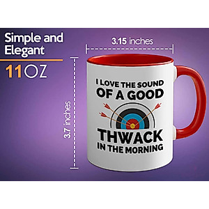 Archery 2Tone Red Mug 11oz - Thwack in the morning - Archery Shot Trainer Crossbow Compound Bow Hunting Arrow