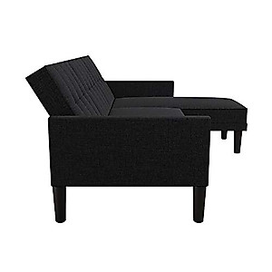 DHP Haven Small Space Sectional Sofa, Dark Gray Linen Futon,