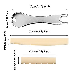 TecUnite 15 Pcs Acoustic Guitar Bridge Pins Puller Pulling Remover Extractor Tool with Guitar Saddle Nut and 12 Pack Guitar Bridge Pins