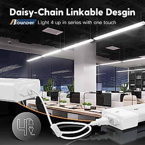 BBOUNDER 12 Pack Linkable LED Shop Light with Reflector, Super Bright 5000K Daylight, 4400 LM, 4 FT, 48 Inch Integrated Fixture for Garage, 40W Equivalent 250W, Surface & Suspension Mount, White