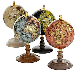 Deco 79 Metal Small Globe, Set of 4 4"W, 7"H, Multi Colored