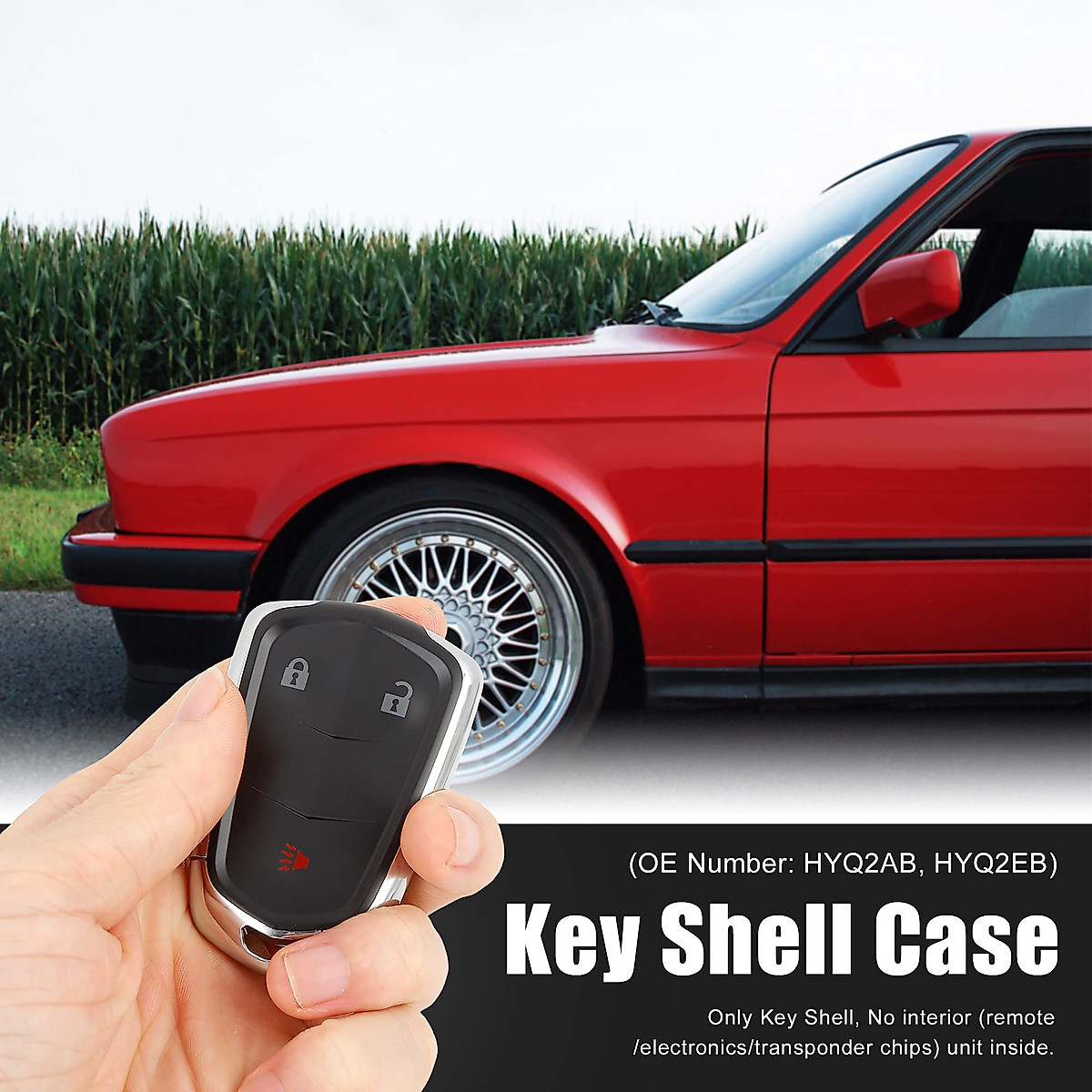 X AUTOHAUX Car Replacement Key Fob Shell Case HYQ2AB for Cadillac SRX 2015-2016 3 Key Button Black