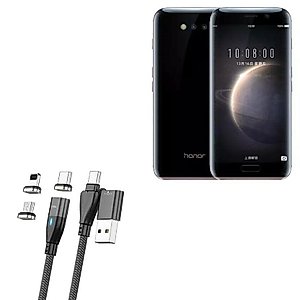 BoxWave Cable Compatible with Honor Magic - MagnetoSnap PD AllCharge Cable (100W), Magnet PD 100W Charging Cable USB Type-C Micro USB for Honor Magic - Jet Black