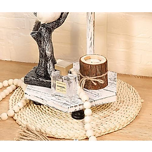 MEETYAMOR Wooden Beads, 58 Inch Farmhouse Wood Beads Garland for Boho Decor with Tassels, Christmas Garlands Rustic Country Decor for Coffee Table, Home, Living Room, Bedroom