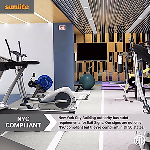 Sunlite 05276 LED Steel Exit Sign, White Housing with Bright Red Lettering, 90-Minute Battery Power Back-Up, Dual Voltage 120-277V, Ceiling or Wall Mount, Long Lasting, Fire Safety, NYC Compliant