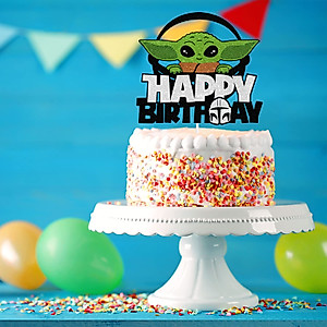 Happy Birthday baby Cake Topper Space Theme Cake Topper black Glitter Birthday boy girl baby Baby Shower Party Decoration LIANGSS