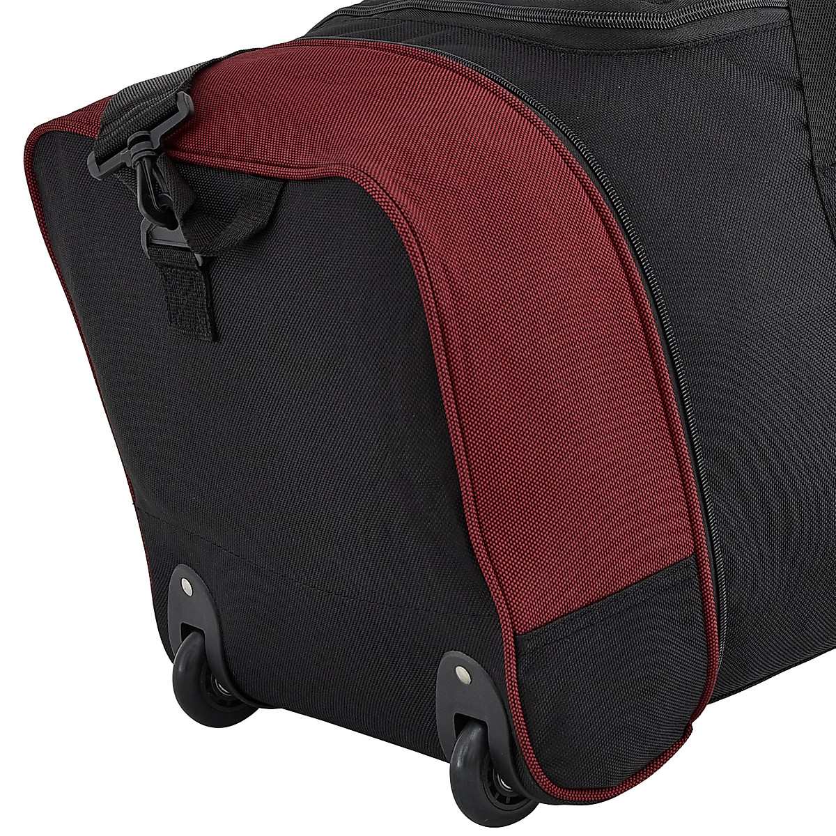 TPRC 32-Inch Collapsible Expandble Travel Rolling Duffel Bag, Black/Red
