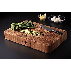 Ironwood Gourmet End Grain Union Stock Yard Professional Chopping Butcher Block, Brown, 14 x 20 x 2.75"