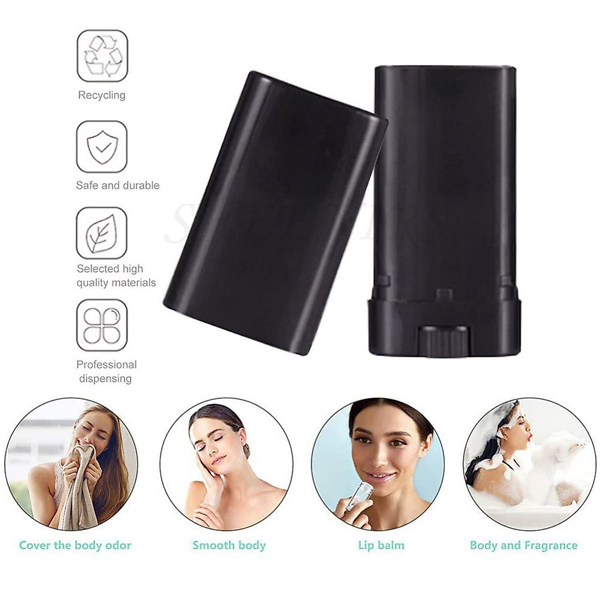 Minsily 20 PCS 15ml Empty Plastic Oval Deodorant Containers Oval Lip Balm Tubes 0.5 Oz Deodorant Sticks Containers Oval Twist-Up Tubes BPA-Free for DIY Homemade Crayon Chapstick Vials Holder(Black)