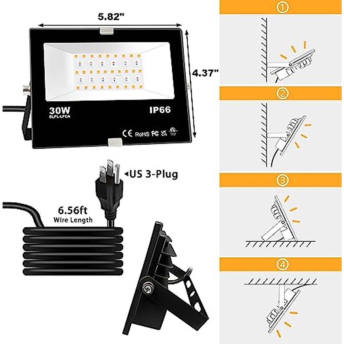 iLC LED Flood Light 30W Outdoor RGB Color Changing, Smart Floodlights RGBW 2700K Warm White & 16 Million Colors, 20 Modes, Grouping, Timing, IP66 Waterproof (2 Pack)