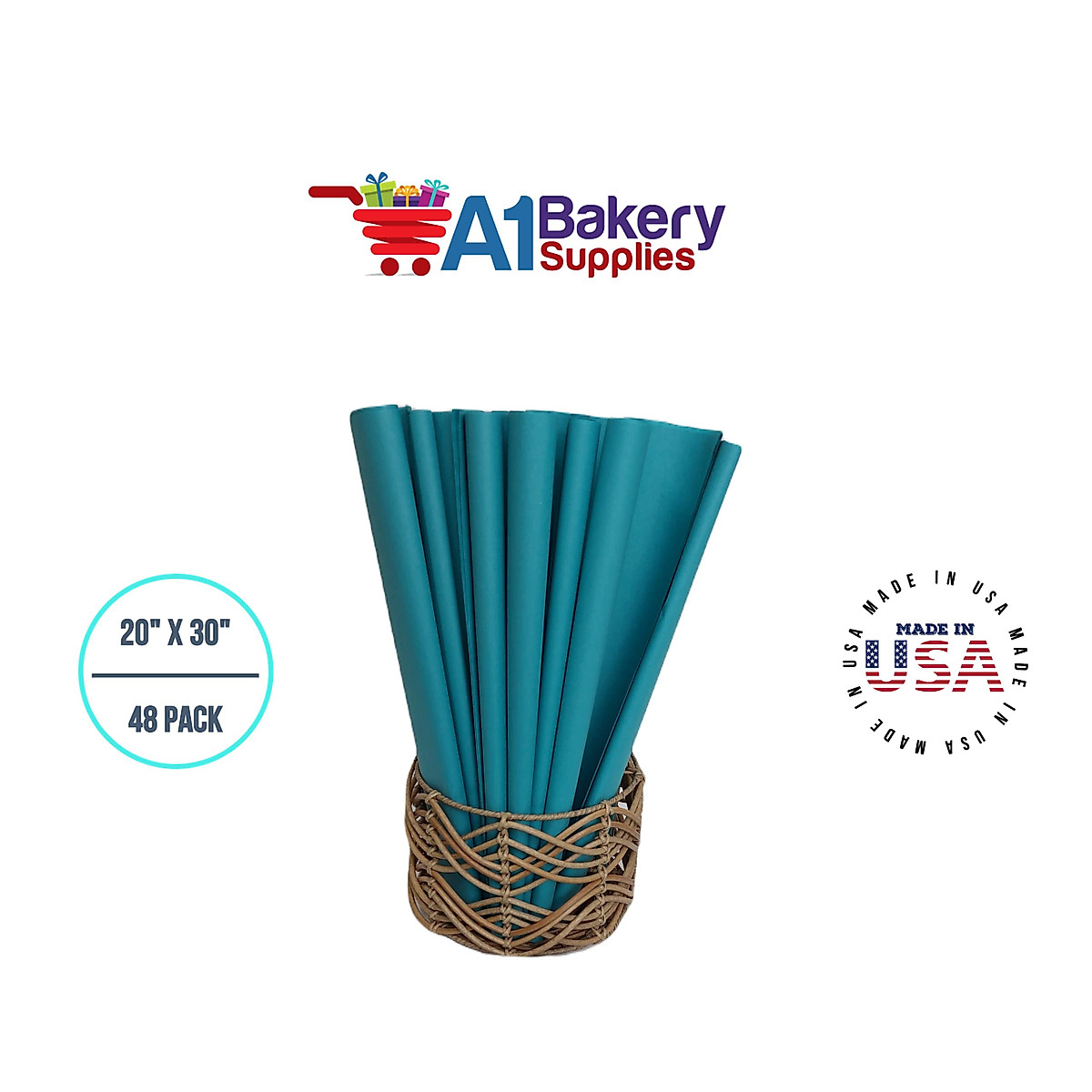 Caribbean Teal Tissue Paper 20 Inch x 30 Inch - 48 XL Sheets Premium Quality Tissue Paper by A1 bakery supplies