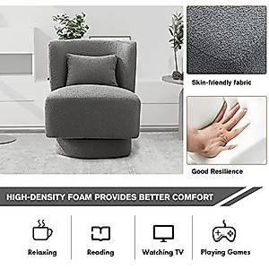 Dxacvkc Swivel Barrel Chair of 2 Comfy Round Accent Sofa Chair for Living Room, 360 Degree Swivel Club Chair with Pillow for Bedroom, Living Room, Office, Gray