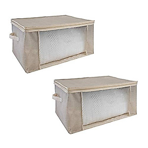 Simplify 2 Pack Blanket Storage Bag | Dimensions: 18"x 24"x 12" | Great for Lines | Protects from Dirt & Dust | Foldable | Carry Handles | Beige