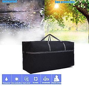 Sean Jacjy Heavy Duty 600D Outdoor Patio Cushion Furniture Organizer Bag Waterproof and Dustproof, 62 inches L x 22 inches W x 30 inches H for Patio Furniture Cushions and Other Storage Items