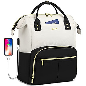 Focdod Laptop Backpack Women Work Bag - 15.6 inch with Laptop Compartment Waterproof Professional Travel Backpack Purse with USB Charger for College Teacher Nurse Business Women