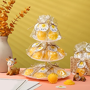 Demissle 20 Pcs Baby Shower Soap Favors Sunflower Soap Baby Shower Favors Soap Christmas Gift Set with White Greeting Card Handmade Soaps for Guests Baby Shower Favors Decorations Gift(Yellow)