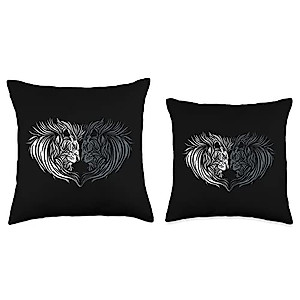 Lion Heart Ying-Yang gift inspiration store motif Lion Heart Ying-Yang Throw Pillow, 16x16, Multicolor