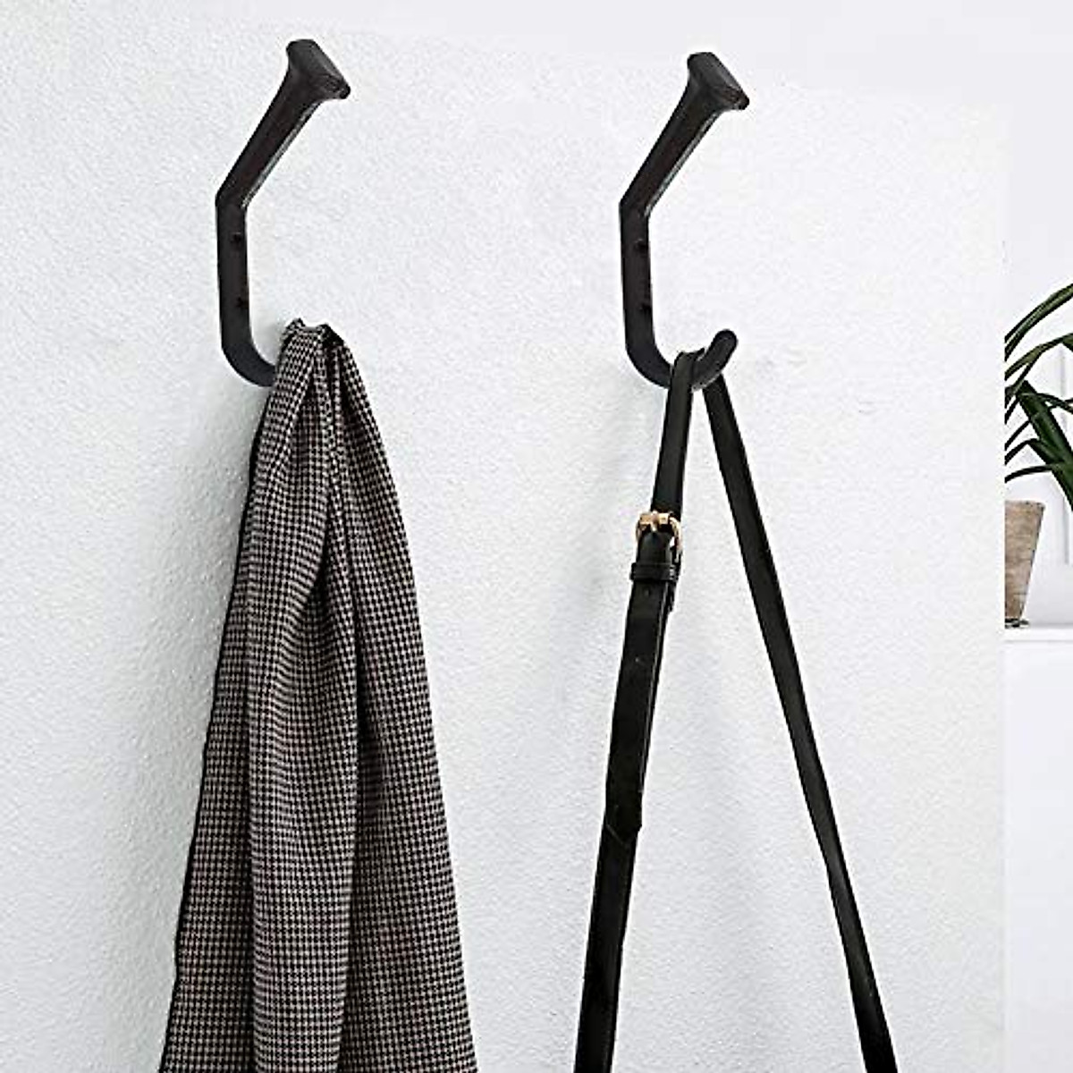 5 Pcs Cast Iron Coat Hooks for Wall Heavy Duty Rusty Nail Hooks for Hanging Coats Double Hooks Wall Mounted with 10 Screws for Keys, Towel, Bags, Scarf, Cup, Hat