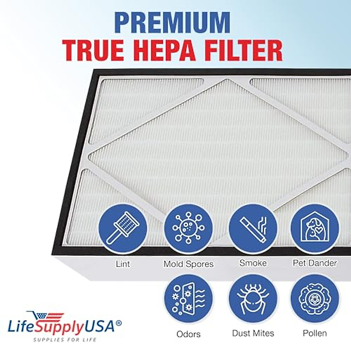 LifeSupplyUSA True HEPA Air Cleaner Filter Replacement Compatible with Hamilton Beach 04162 and 04156 TrueAir High-Efficiency Air Cleaners