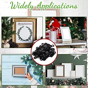 MroMax 100Pcs Picture Frame Turn Buttons Metal Photo Frame Backing Clips 0.91 inch Bow Shape with Screws Picture Frame Fasteners Parts for Hanging Pictures, Photos, Drawings and Posters Type 2 (Black)