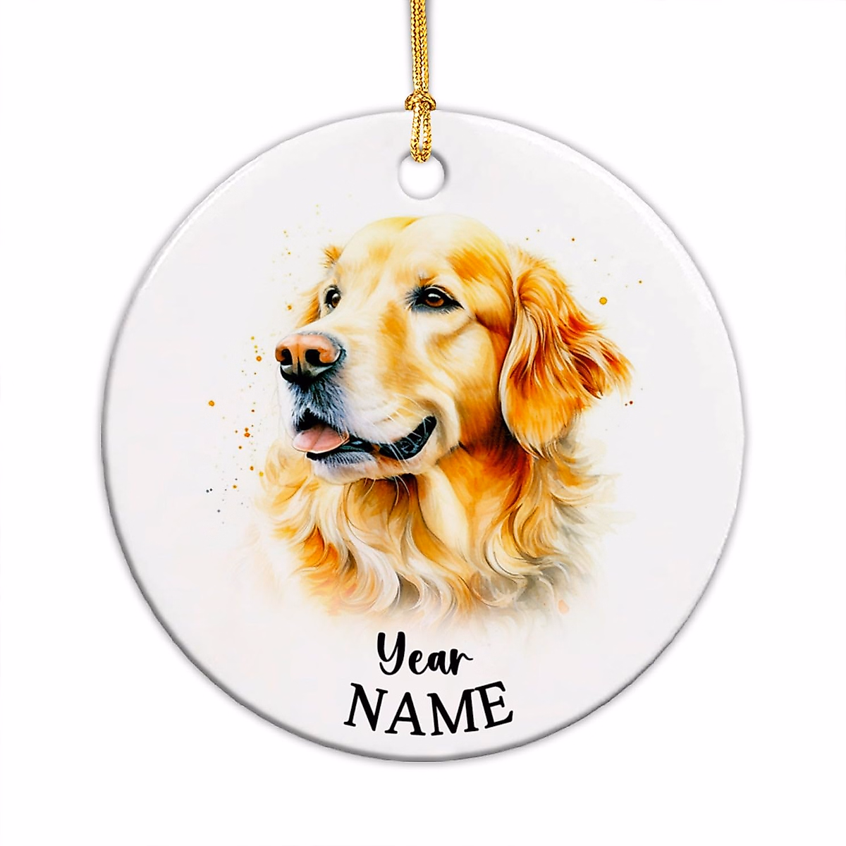 Custom Golden Retriever Dog Ceramic Ornament, Personalized Dog Christmas Tree Ornament 2023, Golden Retriever Dog Lovers Xmas Ceramic Ornaments, Pet Xmas Tree Decor Keepsakes, Pet Dog Present