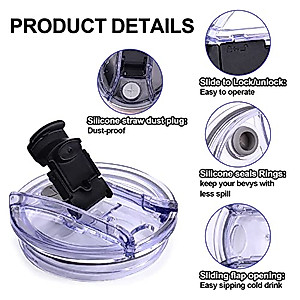 AIERSA 2Pcs Lid Replacement for Stanley Quencher Cup 40 oz Tumbler with Handle, Flip Spill Stopper Lid, Spillproof, Dustproof, Stanley Cup Accessories