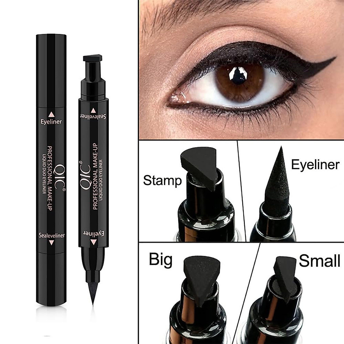 TUKEFEV Eyeliner Stamp 2 Pack Eyeline Black Pencil Eye Liner Impermeable Waterproof Smudge Proof Eyeliner Liquid for Women