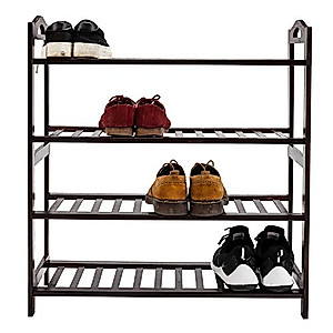 4 Tier Bamboo Shoe Rack Shoe Shelf Organizer Free Standing Stackable Shoe Shelf Entryway Shoe Organizer Unit Storage Rack Natural Shoe Hold Stand Storage Modern Wood Home Furniture (Ship from USA)